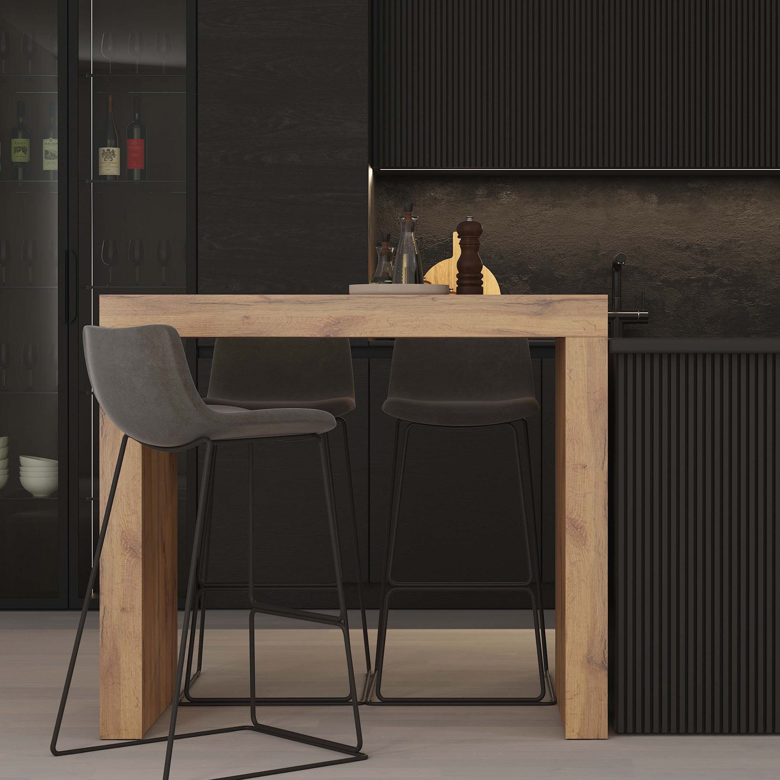 Tavolo Alto Evolution 120x60, Bianco Frassino con Due Gambe e ...