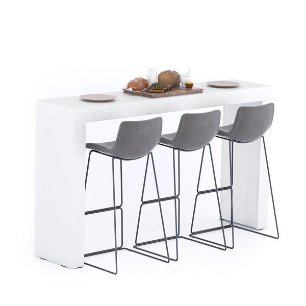 Mesa alta Evolution 180x40, fresno blanco con dos patas