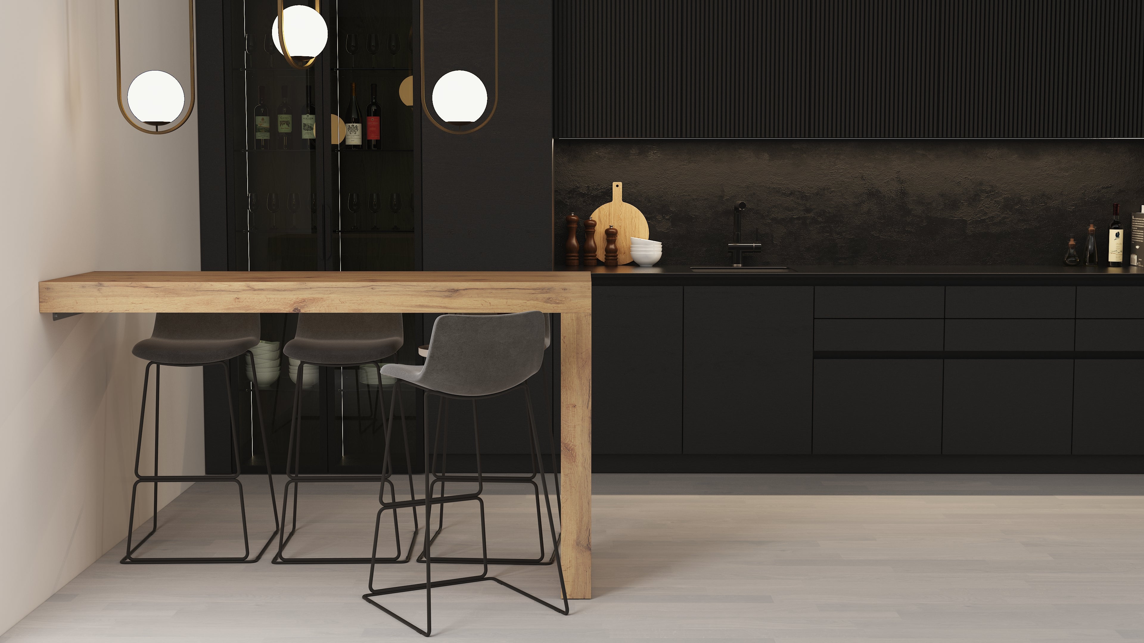 Evolution Peninsula with Wireless Charger 180x60, Rustic Oak