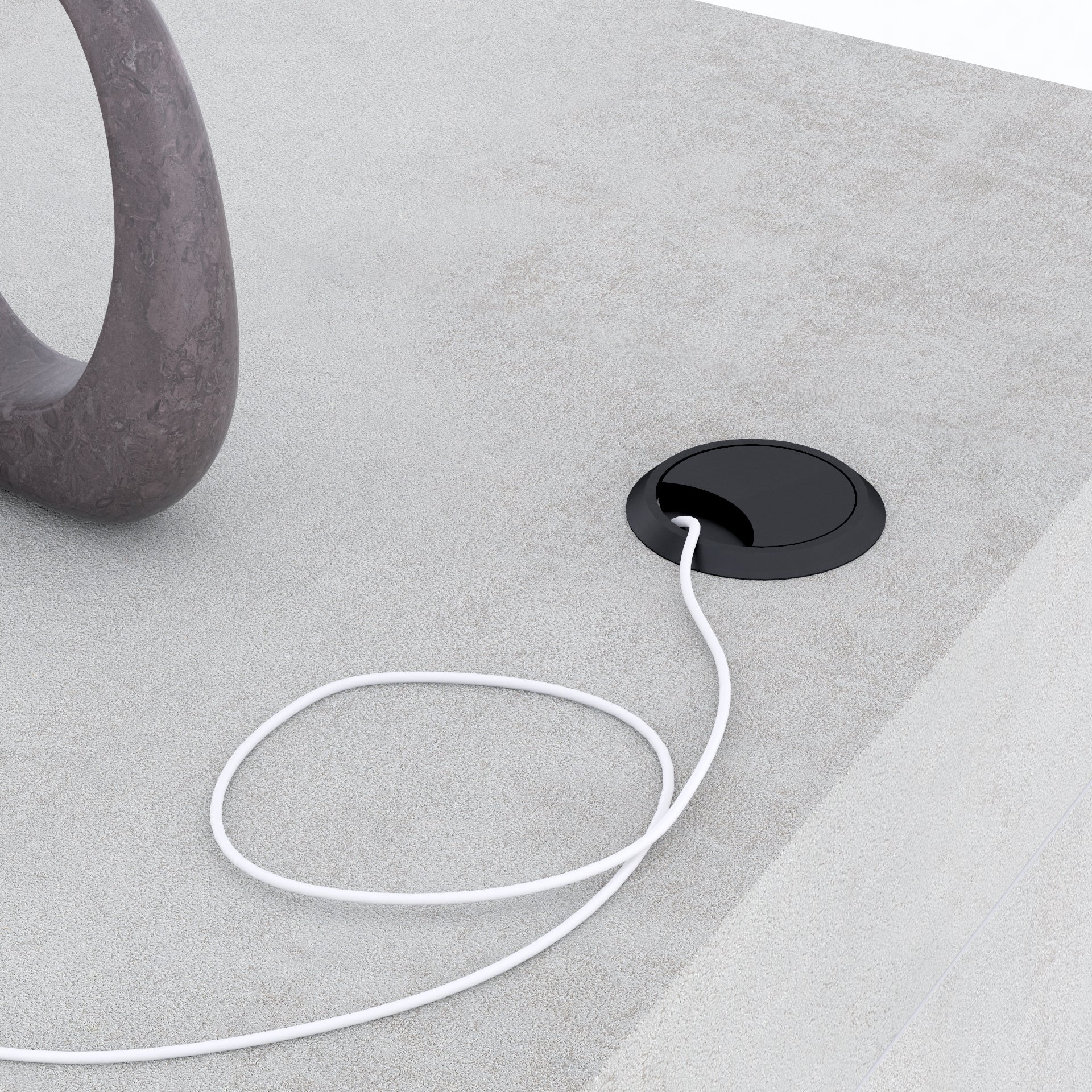 Péninsule Evolution 180x60, Gris Béton et Chargeur Sans Fil