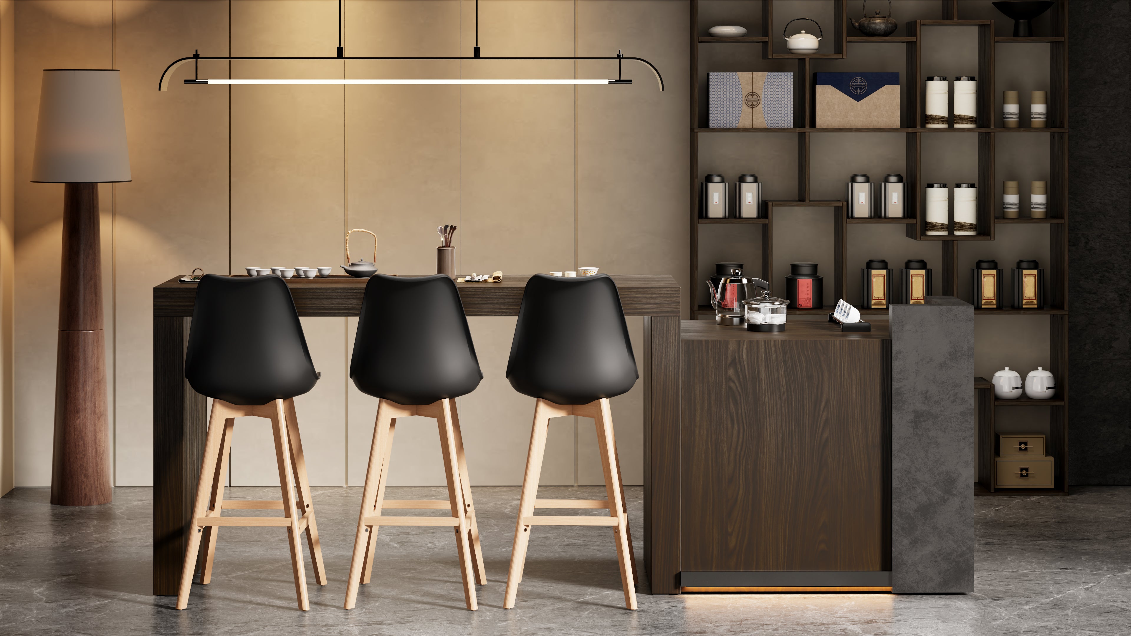 Table haute Evolution 180x60, Noyer Américain