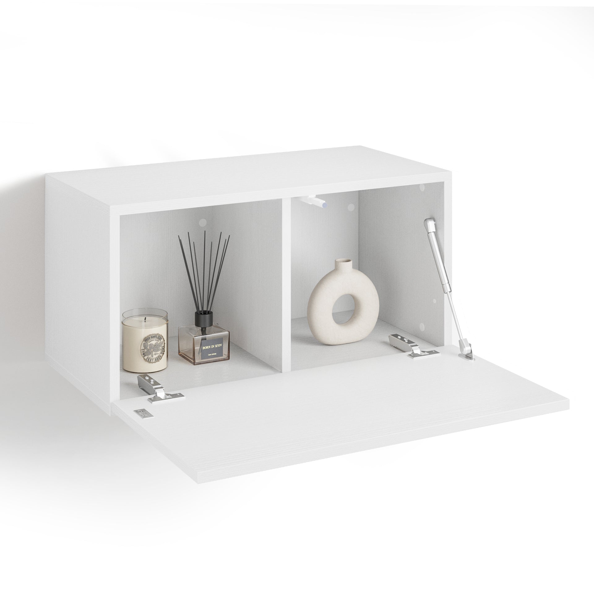 Easy Wall Unit 27.55 in, with Flap Door, Ashwood White
