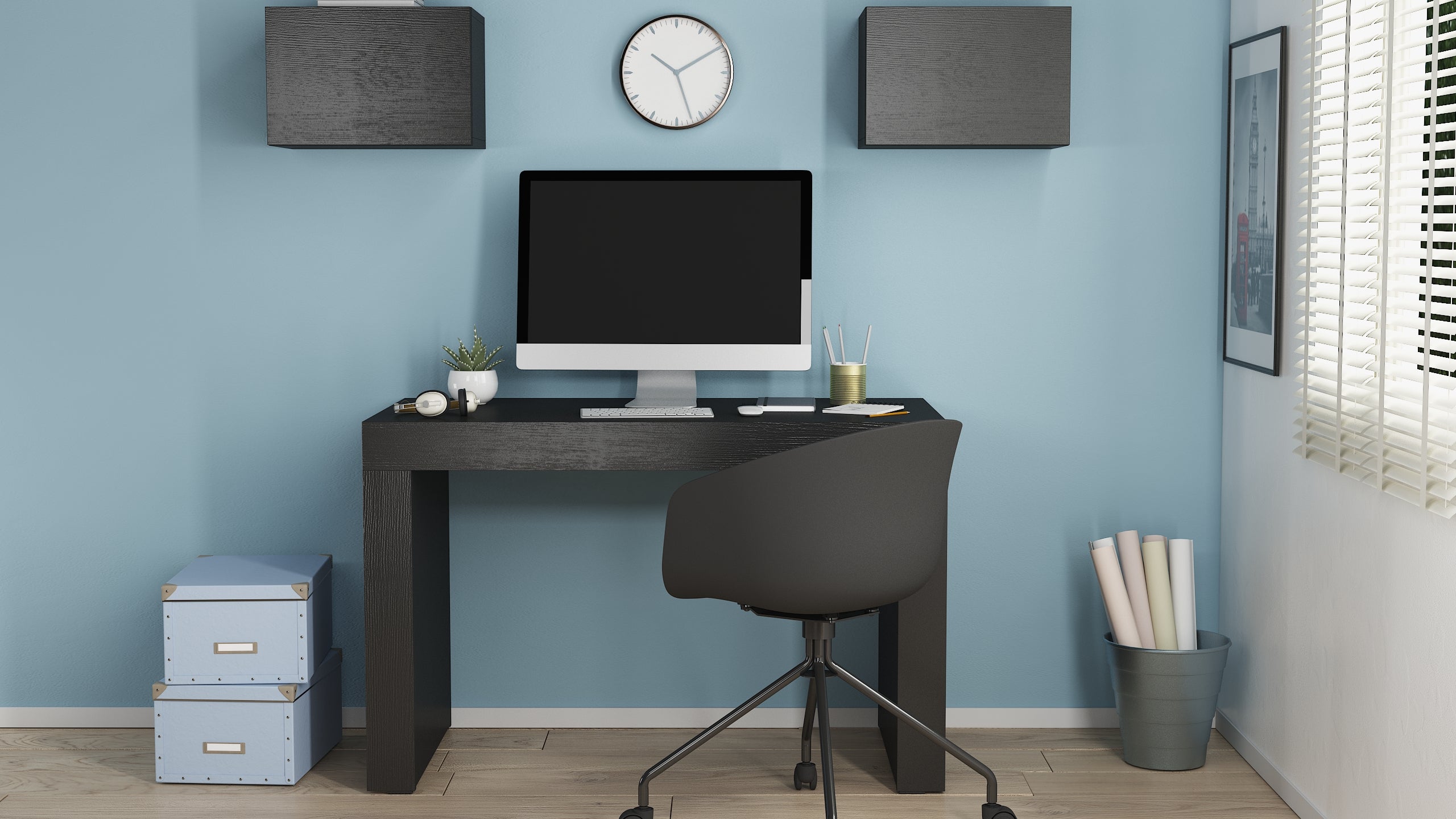 Table de bureau Evolution 120x60, Gris Béton avec Deux Pieds
