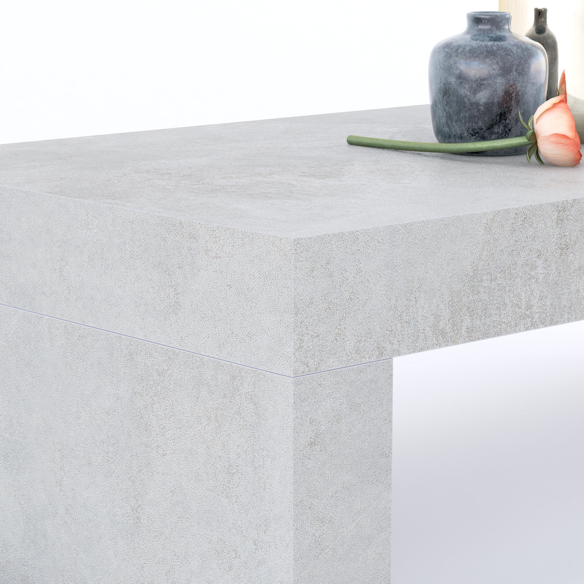 Evolution dining table 70.9 x 23.6 in, Concrete Effect, Grey with One Leg