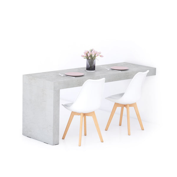 Evolution dining table 70.9 x 23.6 in, Concrete Effect, Grey with One Leg