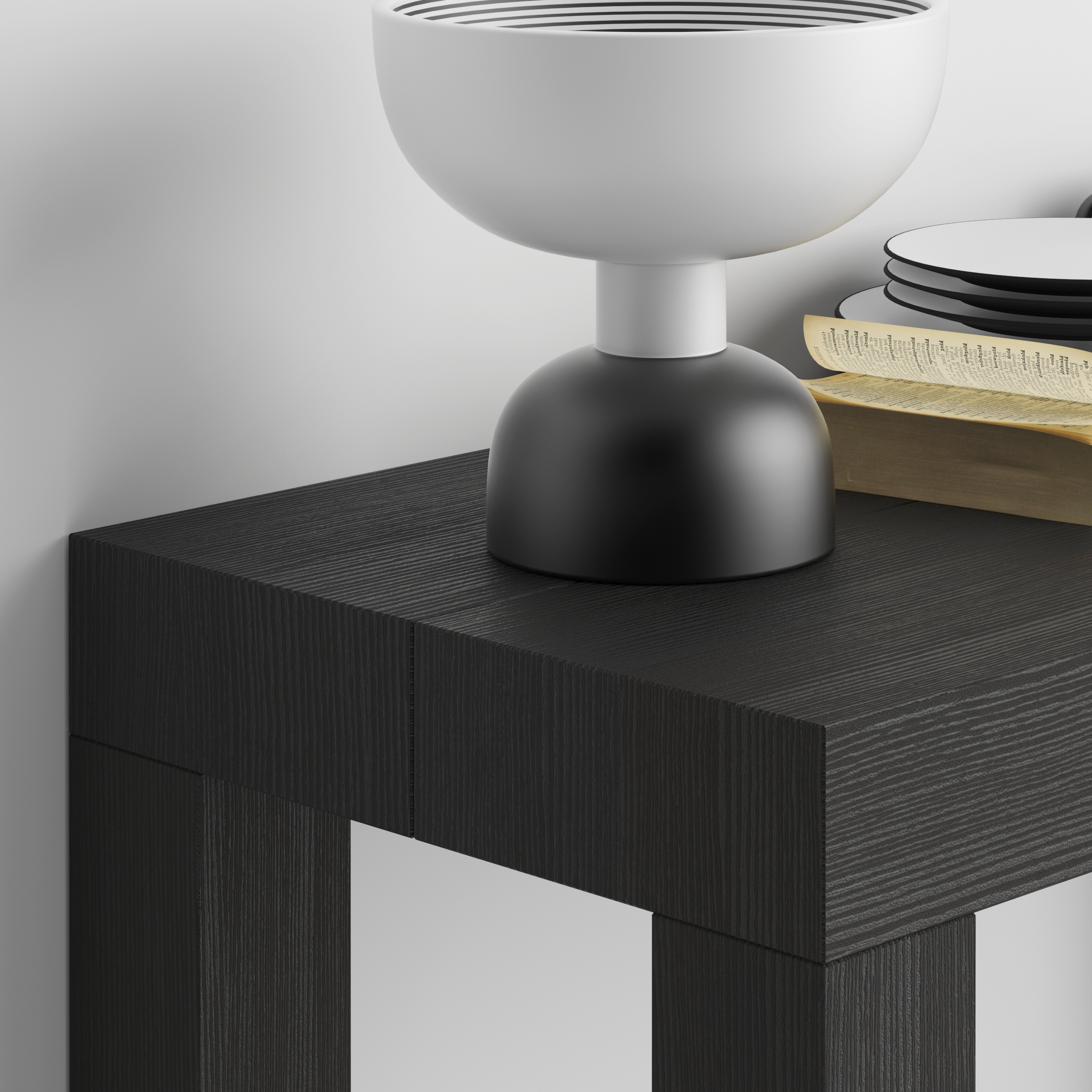 Mesa consola extensible First, 45(305)x90 cm, color Madera negra