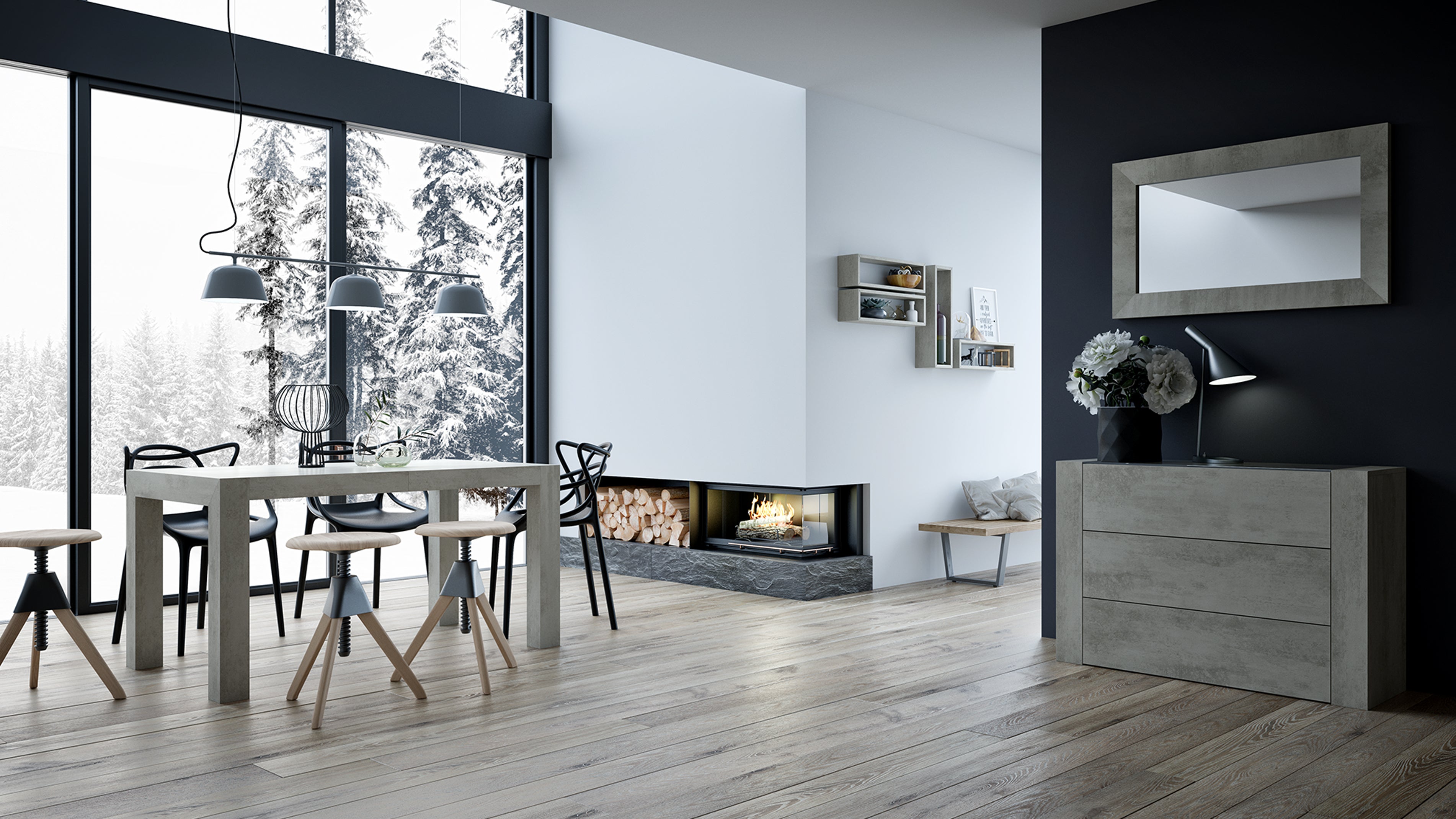 Set of 4 Iacopo cube wall units, Ashwood White