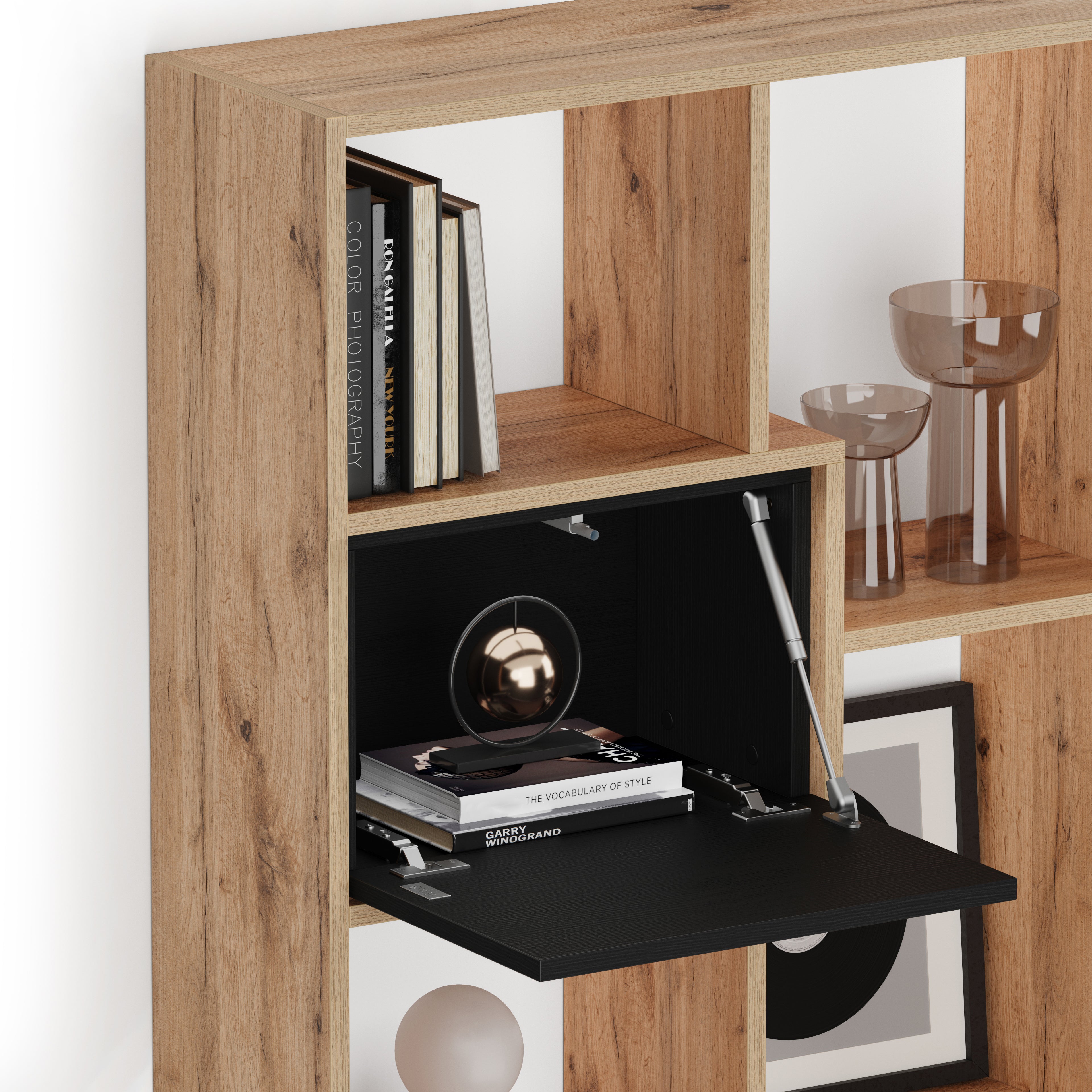 Estantería XS Iacopo Madera rústica con puertas Madera negra (160,8 x ...