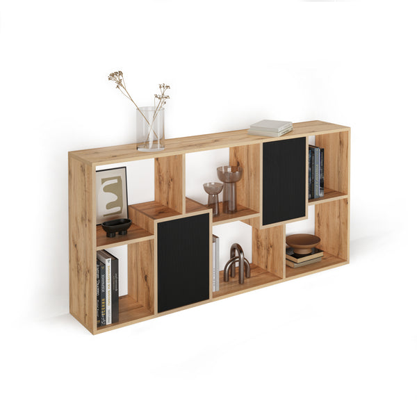 Estantería XS Iacopo Madera rústica con puertas Madera negra (160,8 x ...