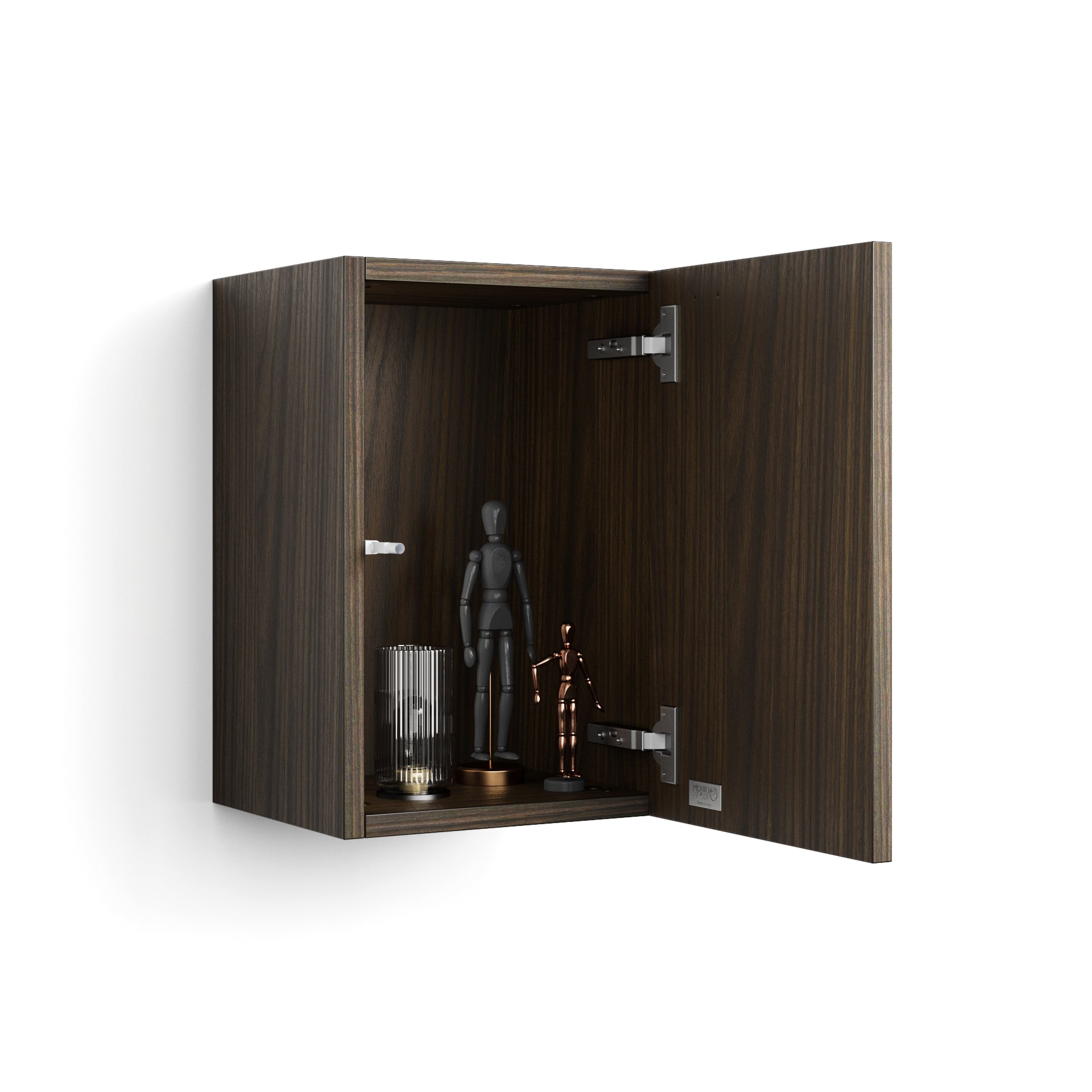 Iacopo Cube Wall Unit with Door, Dark Walnut