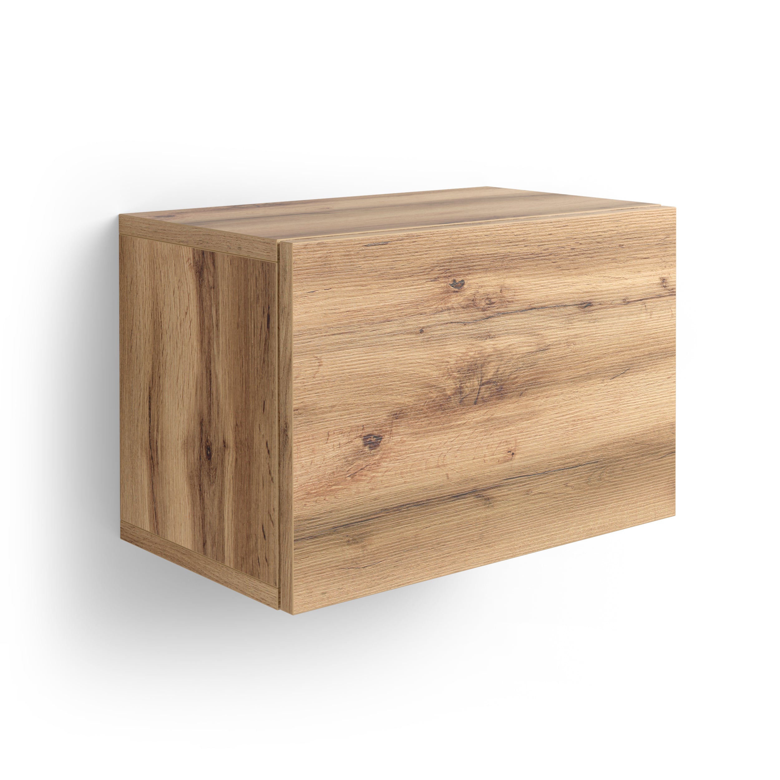 Estante de pared en forma de cubo con puerta Iacopo, color Madera rústica