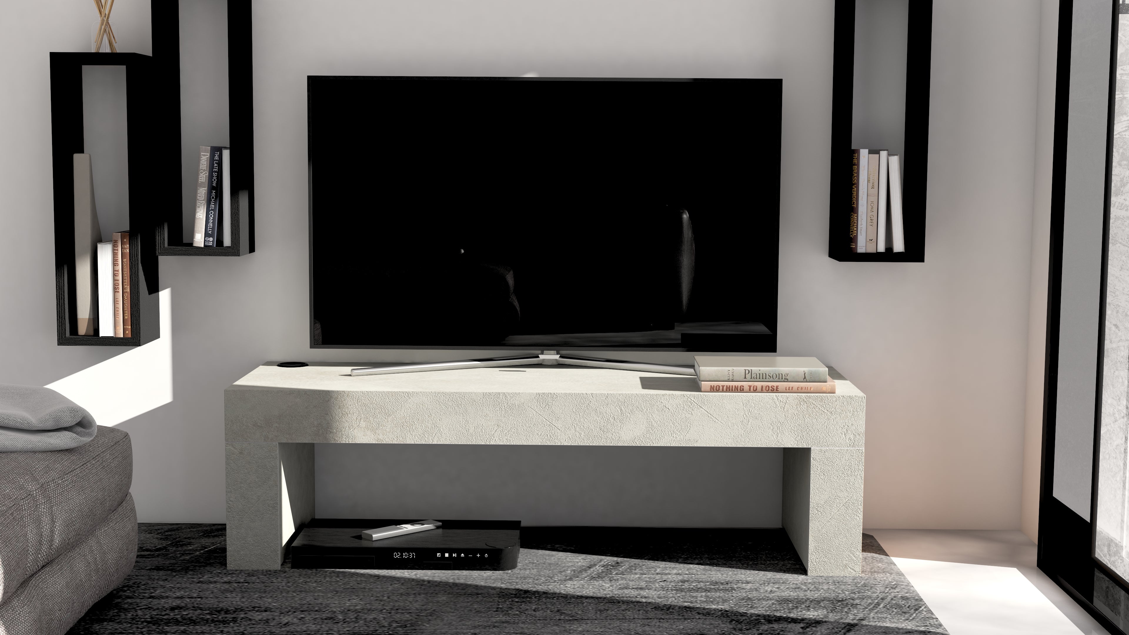Evolution TV Stand 47.2x15.7 in, with Wireless Charger, Concrete Effect ...