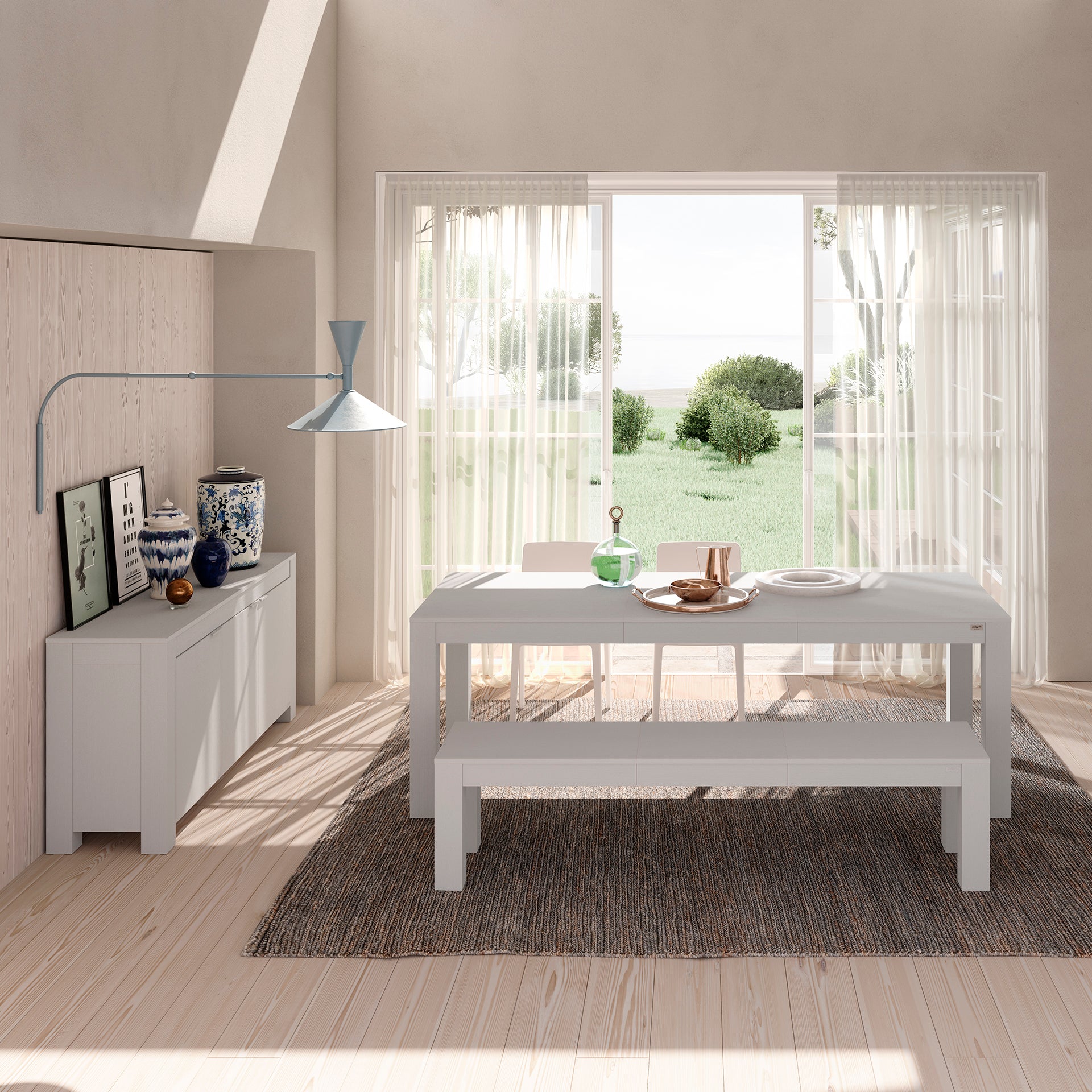 Rachele Extendable Dining Table, 160(225)x90 cm, Ashwood White