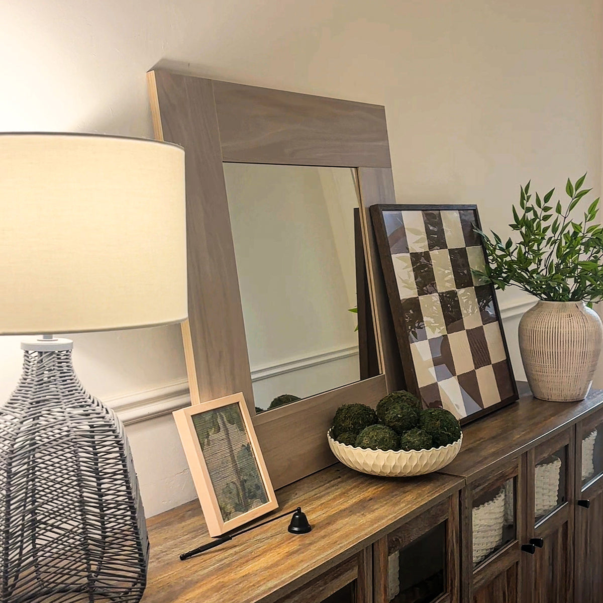 Evolution Square Wall Mirror, 28.7 x 28.7 in, Pearled Elm
