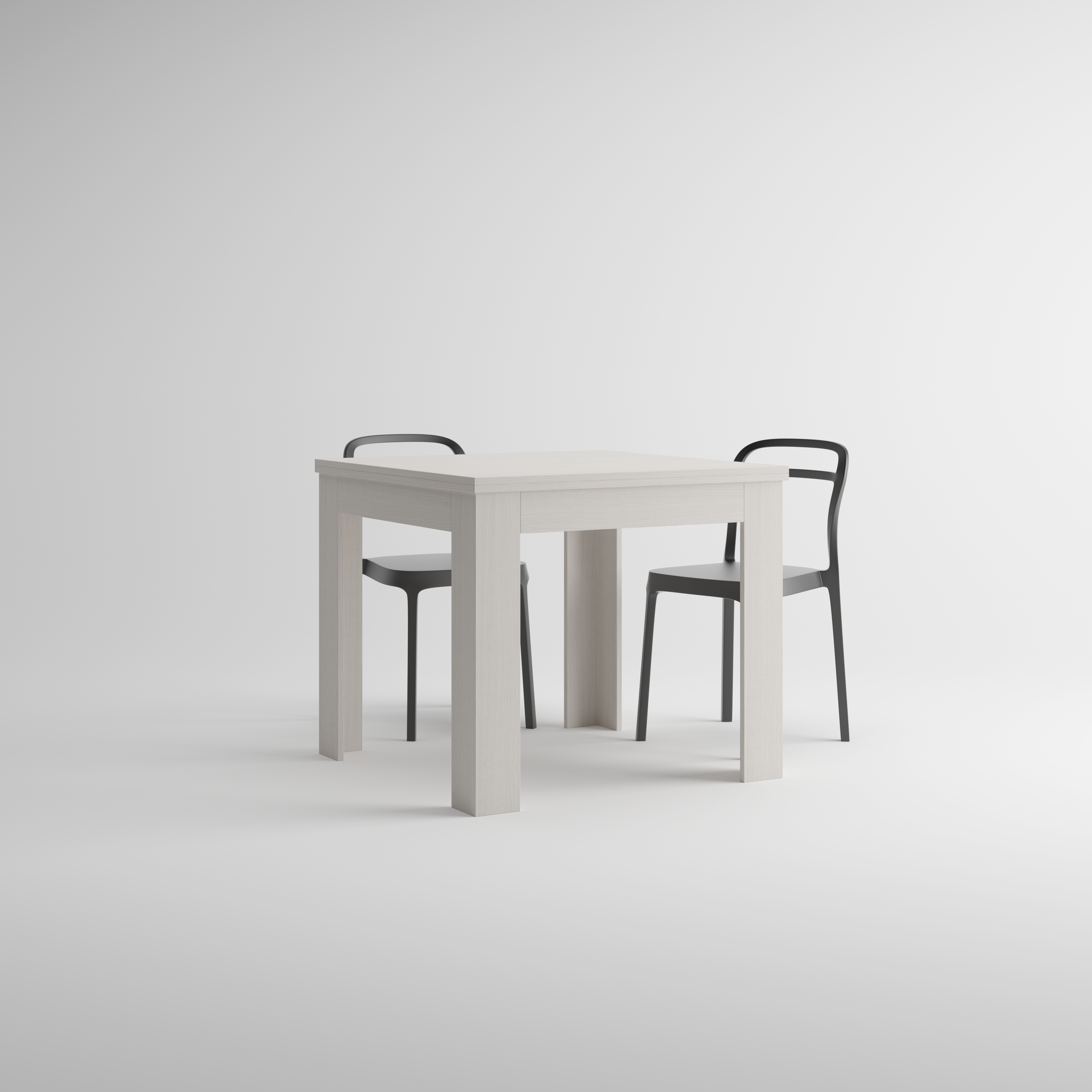 Table carrée extensible, Eldorado, 90x(180)x90 cm, Frêne blanc