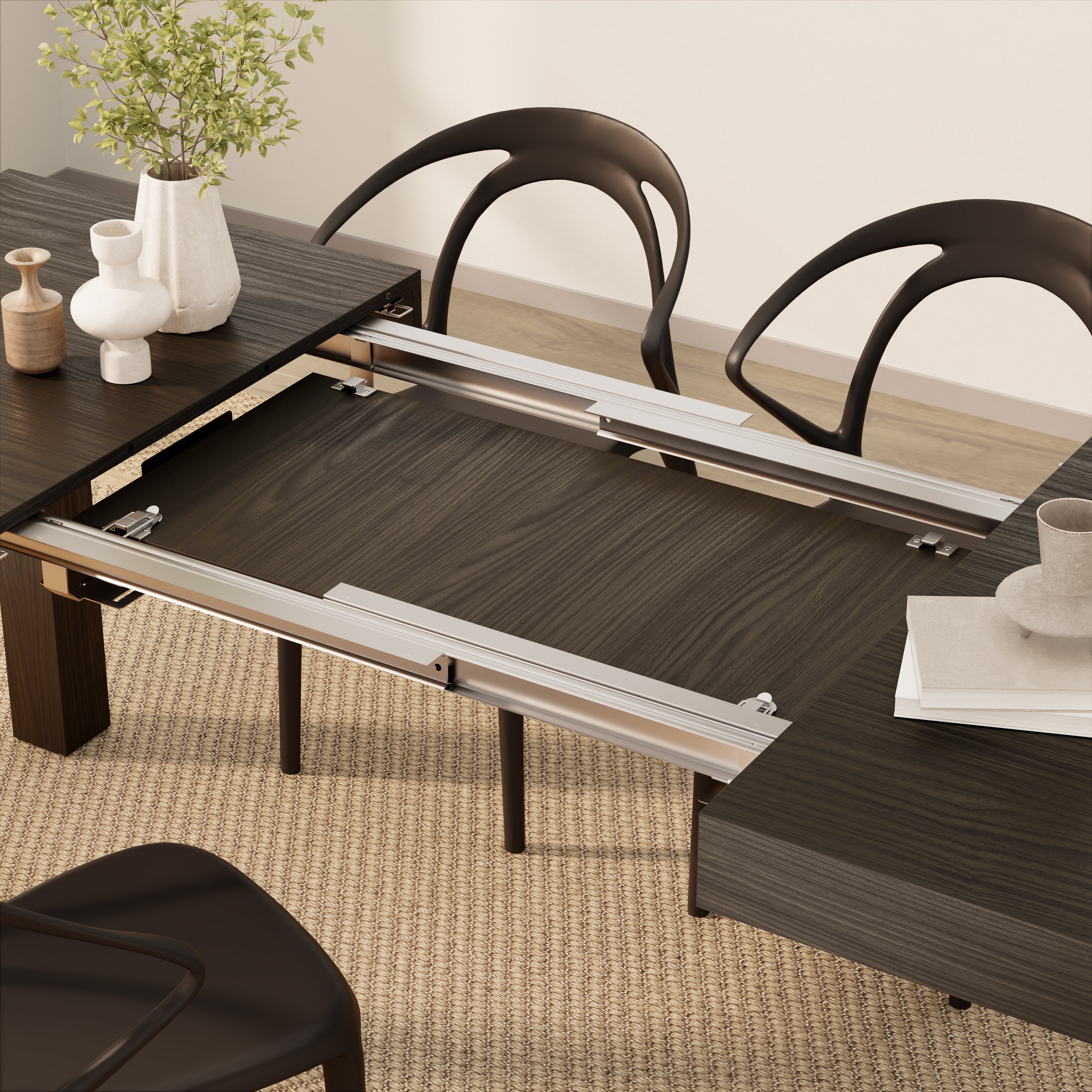 Table extensible First, 120(200)x80 cm, Noyer Américain
