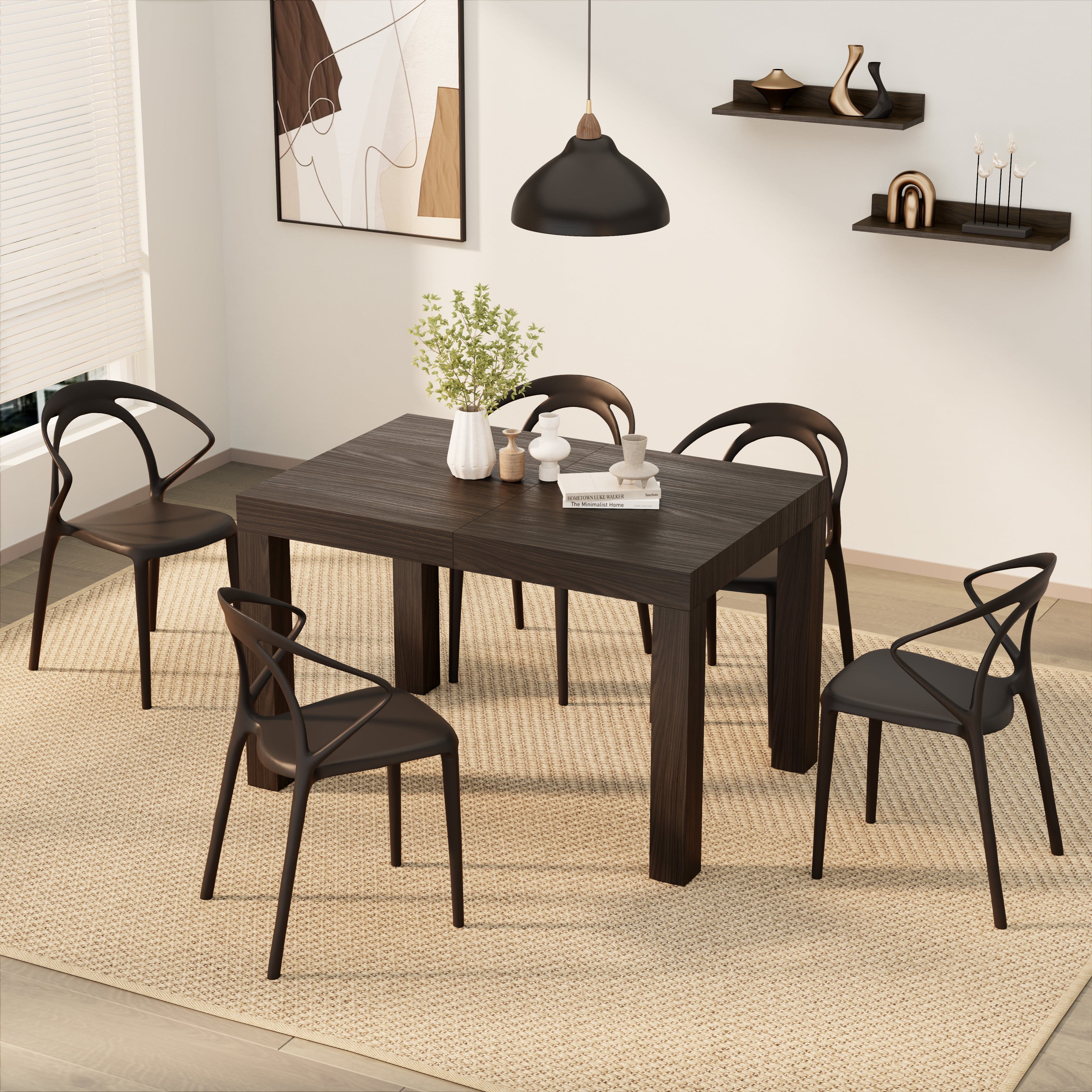 Table extensible First, 120(200)x80 cm, Noyer Américain