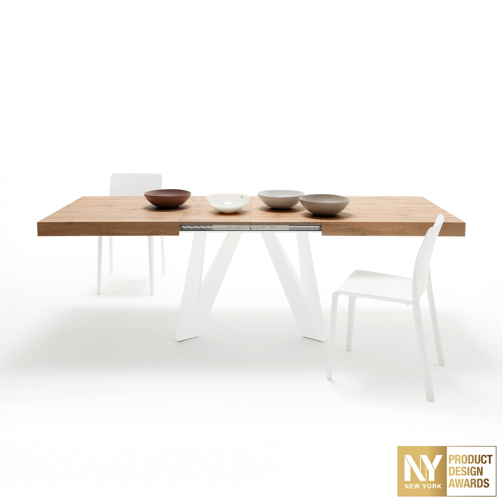 Romina Uitschuifbare Tafel 160(240)x90 cm, Rustiek Eiken met Witte Poten
