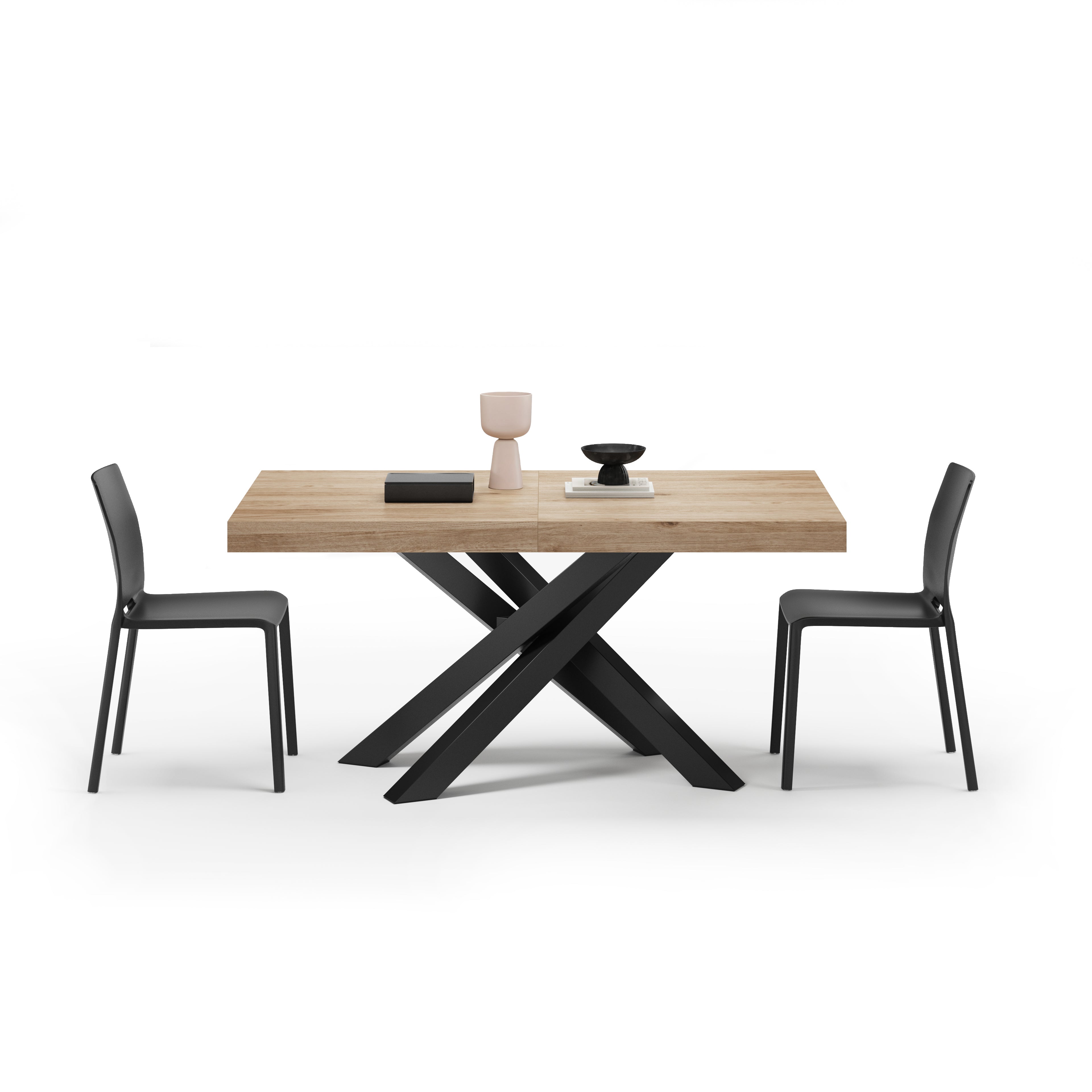 Mesa extensible Emma 160(240)x90 cm, color Madera Natural con patas ...