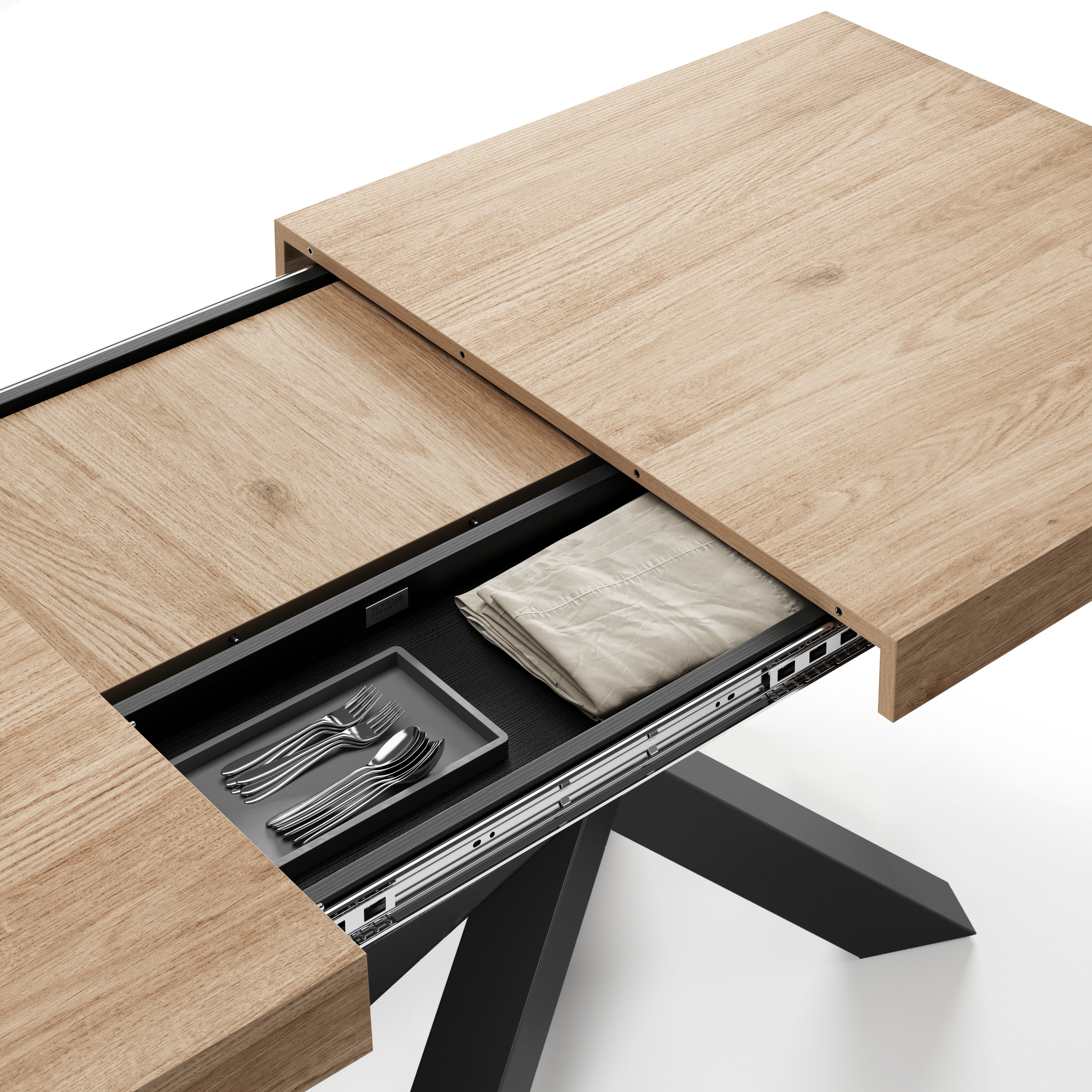 Mesa extensible Emma 160(240)x90 cm, color Madera Natural con patas ...